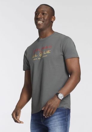 DELMAO T-Shirt DELMAO, Herren, Gr. XL (56/58), grau, Single Jersey, Obermaterial: 100% Baumwolle, bedruckt, normal, Rundhals, Shirts T-Shirt, Kurzarm, bedruc