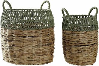 DKD Home Decor Korbsatz 2 Ratan 33x33x40 nat&uuml;rliches Ratan -Material Multicolor -Farbfamilienfamilienk&ouml;rbe und -box -Details
