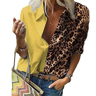 Generic Andongnywell Womens Long Sleeve Blouse Sexy V Neck Casual Leopard Print Loose Wrap Shirt Tops Blouses
