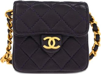 Chanel 1990s micro Classic Flap Umh&auml;ngetasche mit Steppung - Schwarz