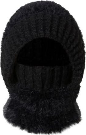 Generic Bonnet dhiver en polyester et coton tricot&eacute; pour homme et femme, Noir, taille unique