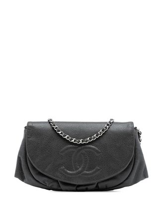 Chanel sac &agrave; bandouli&egrave;re CC Caviar Half Moon Wallet on Chain (2012) - Gris
