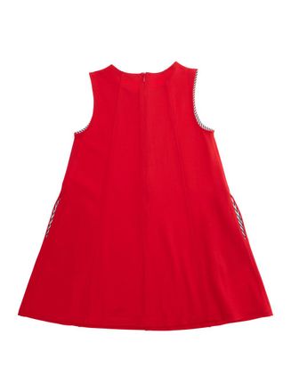 Max & Co. Girls Sleeveless Crew Neck Dress, Red Viscose Blend
