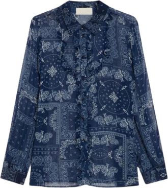 iBlues Femme, Blouses et Chemises, Bleu, Taille: 38 FR Chemise Imprim&eacute;e