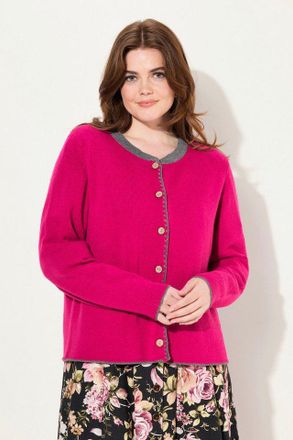 Ulla Popken Strickjacke Strickjacke Hirsch-Stickerei Trachtenkn&ouml;pfe