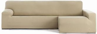 Eysa Bi-elastischer Sofabezug für Chaiselongue, mit langem Arm, rechte Seite rechts, Farbe Beige, Design Harlem