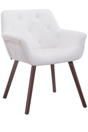 Clp Esszimmerstuhl Cassidy mit Kunstlederbezug und sesself&ouml;rmigem Sitz I Retrostuhl mit Armlehne, Farbe:wei&szlig;, Gestell Farbe:walnuss