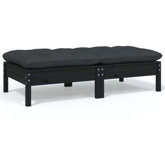 vidaXL Gartensofa 2-Sitzer mit Kissen in Schwarz Massivholz Kiefer - Vidaxl