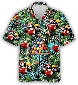 Keephen kewing Billiard Jeu Impression 3D Chemise Hawaiienne Femmes Hommes Billes de Billard Chemise &agrave; Boutons Casual Bowling Chemise &Eacute;t&eacute; &Eacute;quipe Chemise