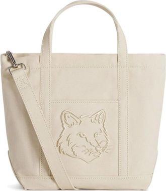 Maison Kitsun&eacute; Femme, Sacs, Beige, Taille: ONE Size Fox Head Small Tote