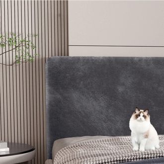 Generic Samt Kopfteil Bezug Full Queen California King Stretch Bettkopfteil Bezug Minimalistischer Stil Staubschutz Grau Kopfteill&auml;nge Cal King (71-75)