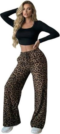 Generic Pantalon Resserr&eacute; Aux Chevilles Femme Haute Cotel&eacute; Parachute Couture Wide Imperm&eacute;able Noire Battle Prince Cheville Evase Interieur Salle Ras Meilleure