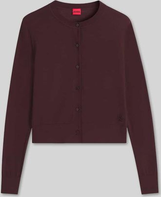 HUGO BOSS Regular Fit Strickjacke aus Woll-Mix mit Lyocell-Kaschmir-Anteil Modell Sfabro