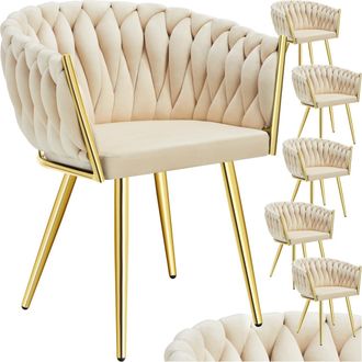 TecTake Samt Stuhl, Schalenstuhl mit Armlehne in Knoten Optik, Esszimmerst&uuml;hle, Sessel modern f&uuml;r Wohnzimmer, Esszimmer, als K&uuml;chenst&uuml;hle, f&uuml;r Schminktisch, D