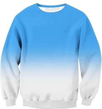 Generic Sweatshirts pour hommes, sweatshirts pour hommes, décontracté, tendance, ample, dégradé, manches longues, col rond, pull dhiver, pull slim fit, bleu c