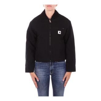 Carhartt Work in Progress Schwarzer Logo Front Zip Mantel - - Jackets - Damen - Schwarzk - M