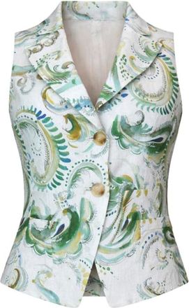 Marella Femme, Vestes, Multicolore, Taille: 40 FR Gilet &agrave; imprim&eacute; cachemire