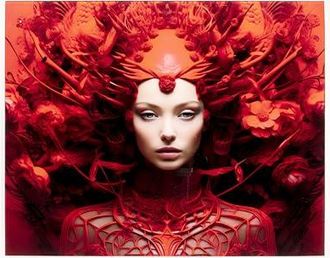 Kare Design Design Glasbild Red All Over, Rot, Wandbild, Wandkunst, Abstrakt, 40x50 cm