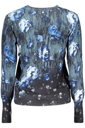 Desigual Strickpullover Blauer Damenpullover mit Muster & Rundhalsausschnitt - Elegant & Styli