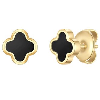 Glanzst&uuml;cke M&uuml;nchen Ohrringe - Edelstahl Ohrstecker Achat Kleeblatt - Gr. unisize - in Gold - f&uuml;r Damen