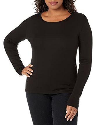 Splendid T-shirt à manches longues Femme 1X1 LS - Noir (Black) - FR : 40 (Taille fabricant : 12)