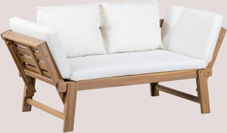 Sklum Sklum - 3-Sitzer-Gartensofa verstellbar aus Akazienholz Guille Gardenia Weiß