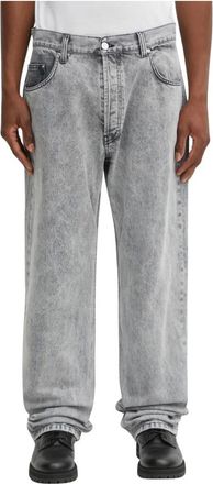 Aries Homme, Jeans, Gris, Taille: W34 Jean Droit D&eacute;lav&eacute; Acide