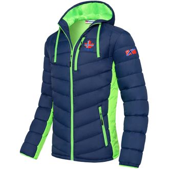 Nebulus Herren Jacke MERIK, warme Outdoorjacke, praktische & vielseitige Übergangs- & Winterjacke, navy-lime - XXL
