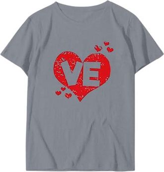Generic T-shirt graphique pour la Saint-Valentin 2026 pour hommes et femmes, chemise &agrave; manches courtes tendance jeune, gris, 3XL