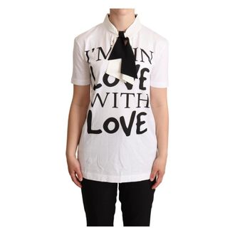 Dolce & Gabbana Femme, Tops, Blanc, Taille: 32 FR Chic Love Slogan Tee
