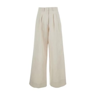 Pantaloni Torino Femme, Pantalons, Beige, Taille: 38 FR Pantalon Large Pliss&eacute;