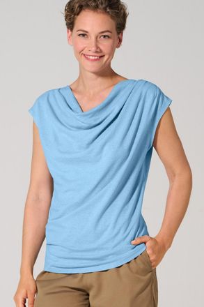 Hempage Hempage Damen vegan Top Wasserfallausschnitt Gletscherblau