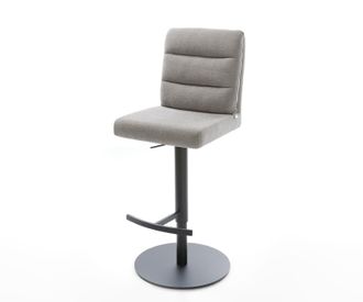 DELIFE Barstuhl Pela-Flex Strukturstoff Soft Grau Drehfu&szlig; h&ouml;henverstellbar Metall Schwarz, Barst&uuml;hle