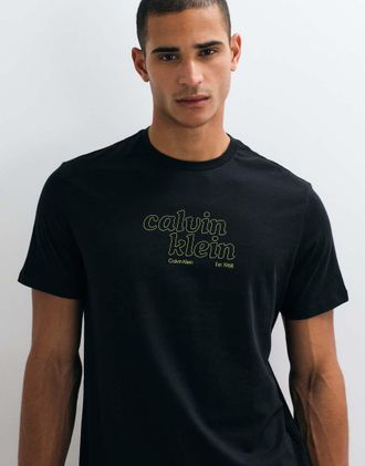 Calvin Klein Jeans T-shirt avec logo graphique au centre - Jaune et noir