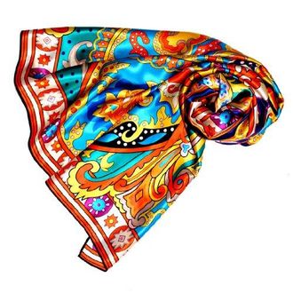 Lorenzo Cana Foulard pour la femme - écharpe à la mode de 100% soie pour le printemps et l´été avec les mesures de 110 x 110 cm - soyeux, élégant et très coloré