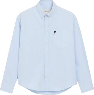 Ami Homme, Chemises, Bleu, Taille: XL Boxy Long Sleeve Shirt