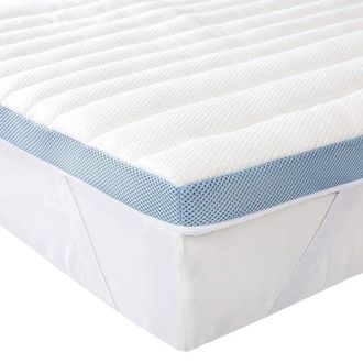 Amazon Basics Surmatelas de Mousse à Mémoire de Forme avec Sangles, 180 x 200 x 5 cm, Blanc