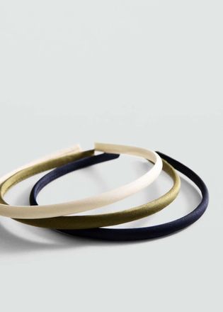 Mango Lot de 3 serre-t&ecirc;tes satin&eacute;s &eacute;cru - Femme - Taille unique - MANGO