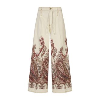 Etro Wei&szlig;e Wide Leg Jeans mit Paisley-Print - - Trousers - Damen - Beige - W26