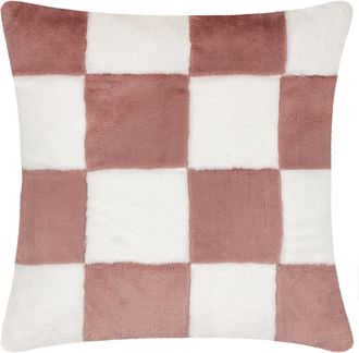 furn. Heya Home Cozee Kissenbezug, Kunstfell, kariert, Rosa