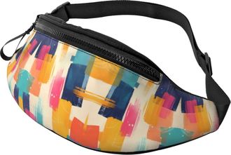Generic Mode Umh&auml;ngetaschen Roter Blauer Druck G&uuml;rteltasche Umh&auml;ngetaschen Lauftasche F&uuml;r Running Laufen Fahrrad 14X35Cm
