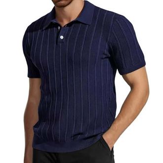 Generic Polo d&eacute;contract&eacute; pour homme - Style vacances - Manches courtes - Po Lo Shirt Top, bleu, 3XL