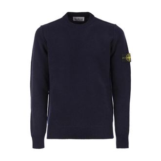 Stone Island Pull en laine m&eacute;lang&eacute;e &agrave; col rond - Homme - Pulls - Bleu - Taille: 2XL