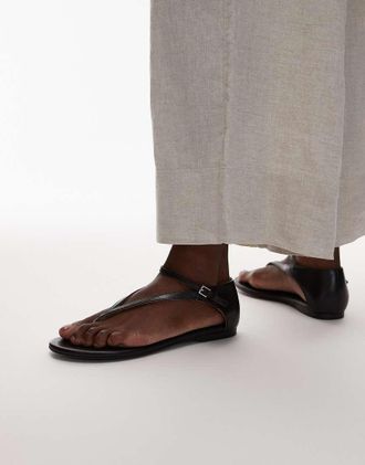 Mango Ledersandalen in Schwarz mit geschlossener Fersenpartie