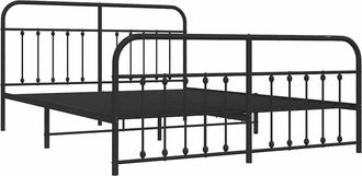 Generic Bettgestell mit Kopfteil aus Metall, Kopfteil f&uuml;r Doppelbett, R&uuml;ckenlehne f&uuml;r Bett, (schwarz, 120 x 190 cm) (183 x 213 cm)