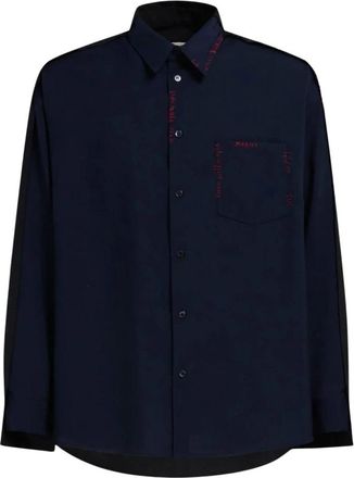 Marni Chemise en laine vierge &agrave; empi&egrave;cements - Homme - Chemises - Bleu - Taille: XL