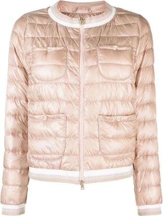 Herno Femme, Vestes, Rose, Taille: 40 FR Stripe Trim Padded Jacket
