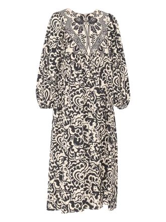 Max Mara robe mi-longue en coton à broderies - Noir