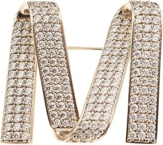 Max Mara Femme, Accessoires, Jaune, Taille: ONE Size Broche initiale en cristaux pav&eacute;s