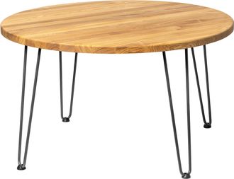 Lamofootwear Manufaktur Couchtisch rund aus Holz 80 cm | Beistelltisch Couch | Wohnzimmertisch rund, Kaffeetisch, runder Couchtisch | Stärke: 28 mm, Farbe: Rustika